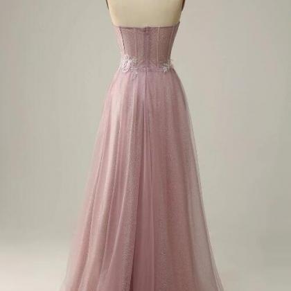 A Line Sweetheart Grey Purple Long Prom Dress With Appliques on Luulla