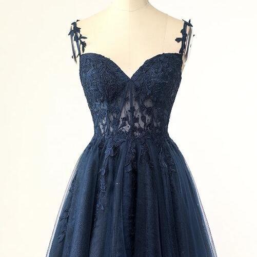 Navy Spaghetti Straps Short Graduation Dress With Appliques on Luulla